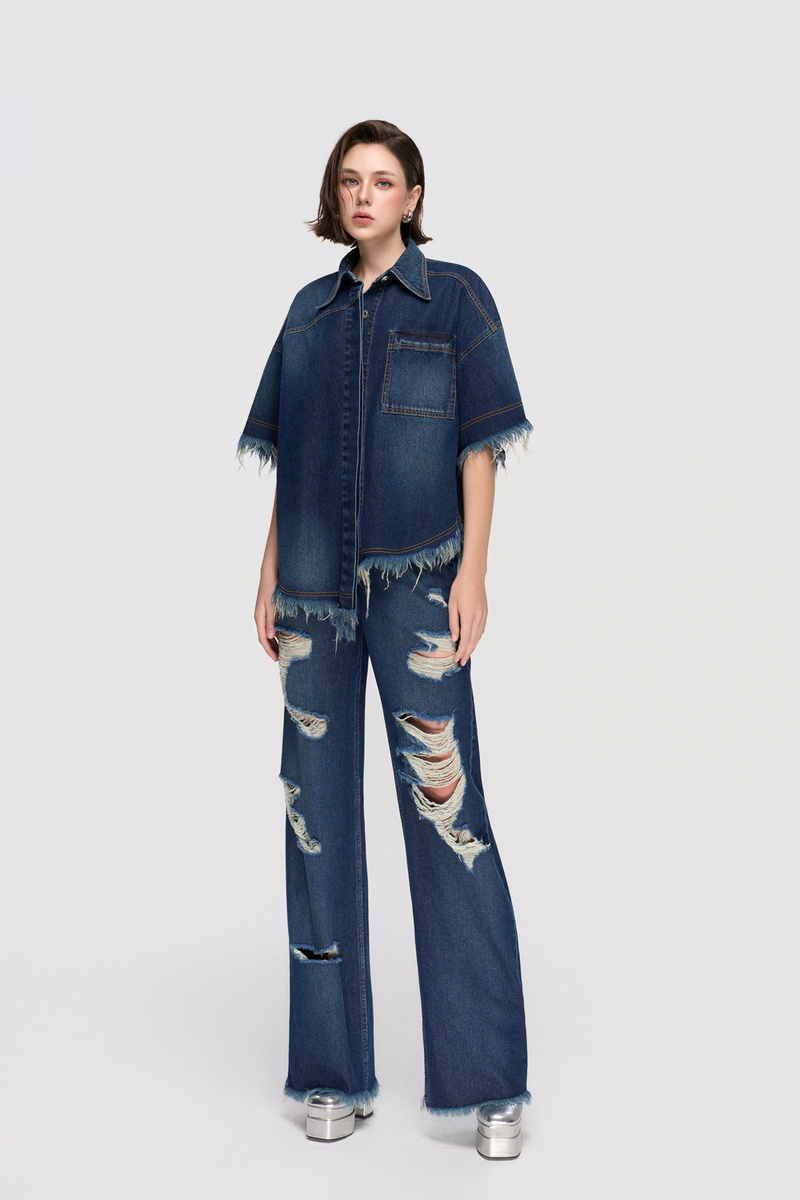 Fringed Hemline Demin Pants – LUX ECO JEAN